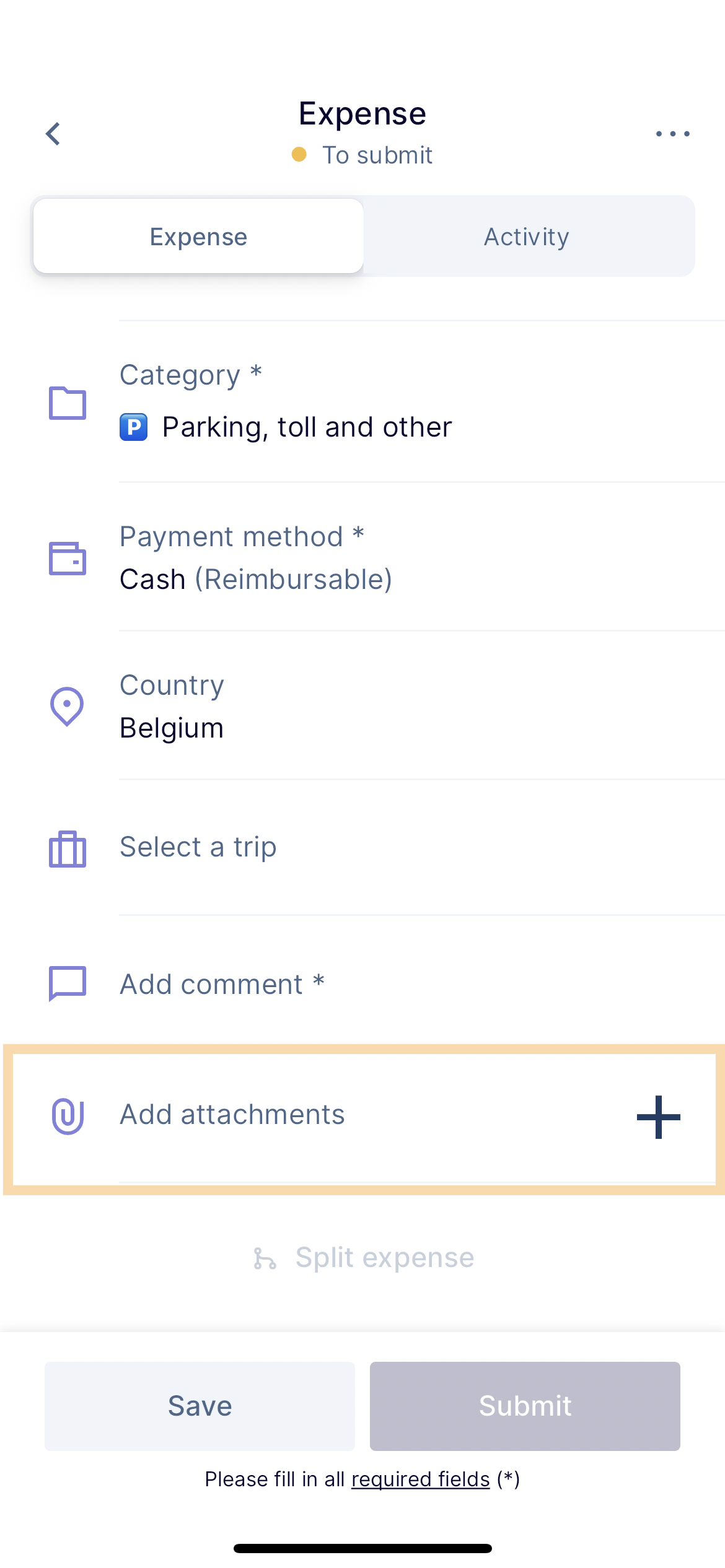 Add an attachment to an expense – Rydoo