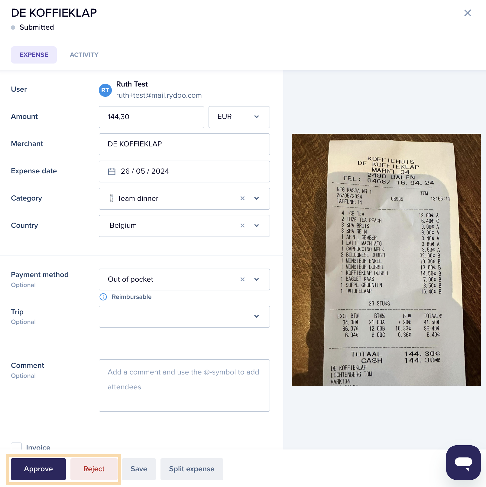Approve an expense – Rydoo