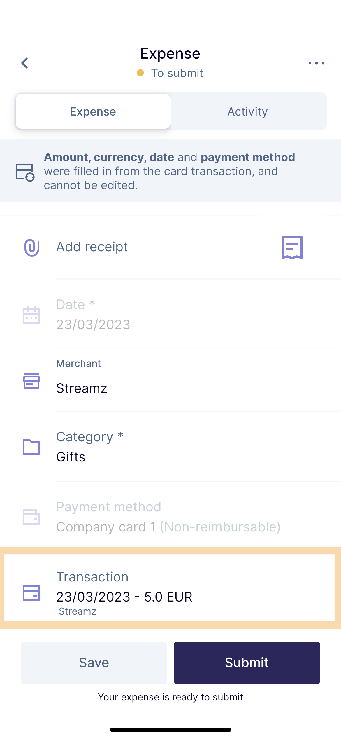 Manually match transactions – Rydoo